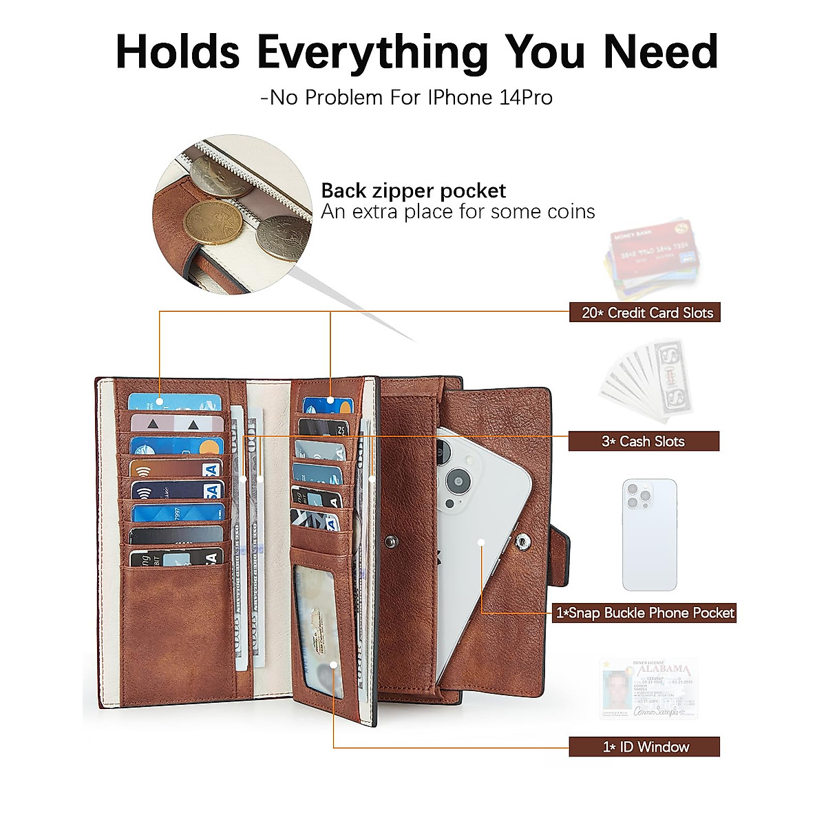 BOSTANTEN Womens Leather Wallets RFID Bundle Leather Backpack for Men