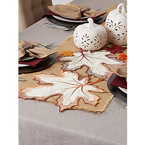 DII Fall Table Decorations Indoor Décor, Thanksgiving, Table Runner, 14x108, Embroidered Cut Work Leaves
