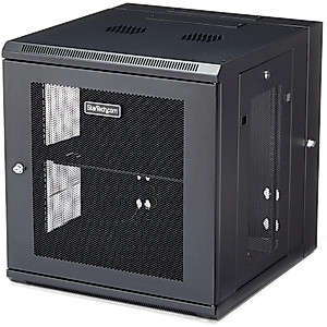StarTech.com 4-Post 12U Wall Mount Network Cabinet with 1U Shelf, 19in Wall-Mounted Server Rack, Up to 20in Mounting Depth