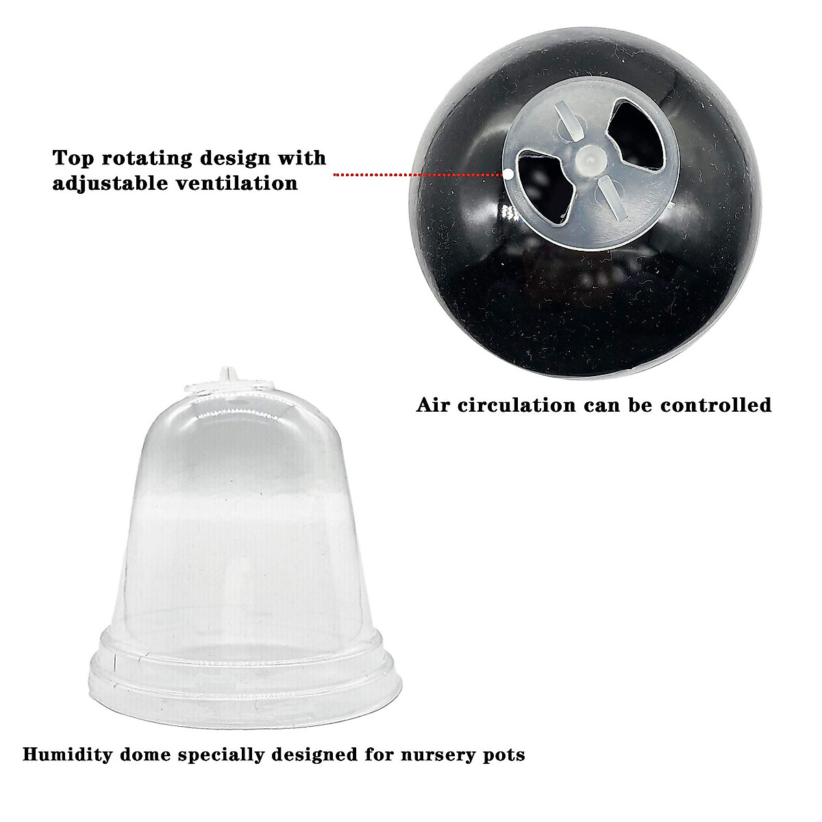 QPEY Plant Nursery Pots with Humidity Dome,Resuable Planting Pots Seedling Trays Seed Starter Kit for Seedling Flower Plant,Plant Container Cups with Vented Domes and Drain Holes,5 Kits