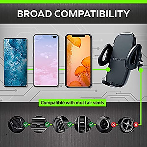 Mongoora Air Vent Car Phone Mount Holder - Locking Cell Phone Car Mount Universal for Any Smartphone, iPhone, Android - Clip On Car Phone Holder for Dashboard - Stocking Stuffers, White Elephant Gift