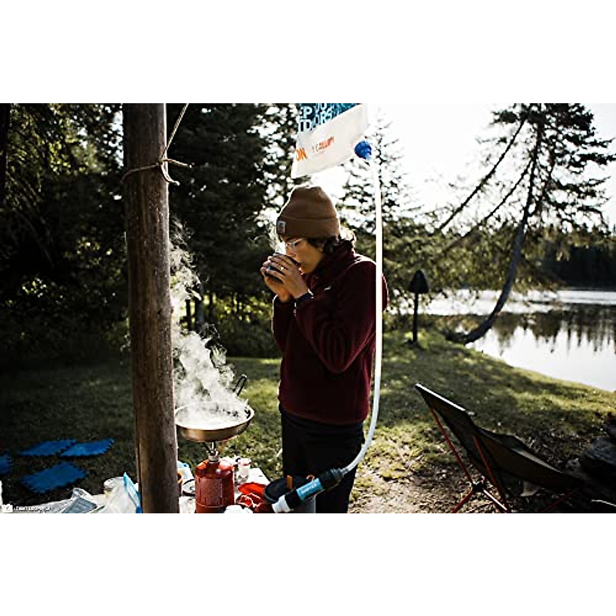 Sawyer Products SP160 One Gallon Gravity Water Filtration System w/Dual-Threaded Mini Filter, Blue/White/Clear