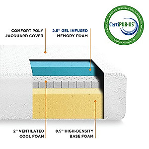 Best Price Mattress 13 Inch Signature Gel Memory Foam Mattress, Cooling Gel Infusion, Twin White