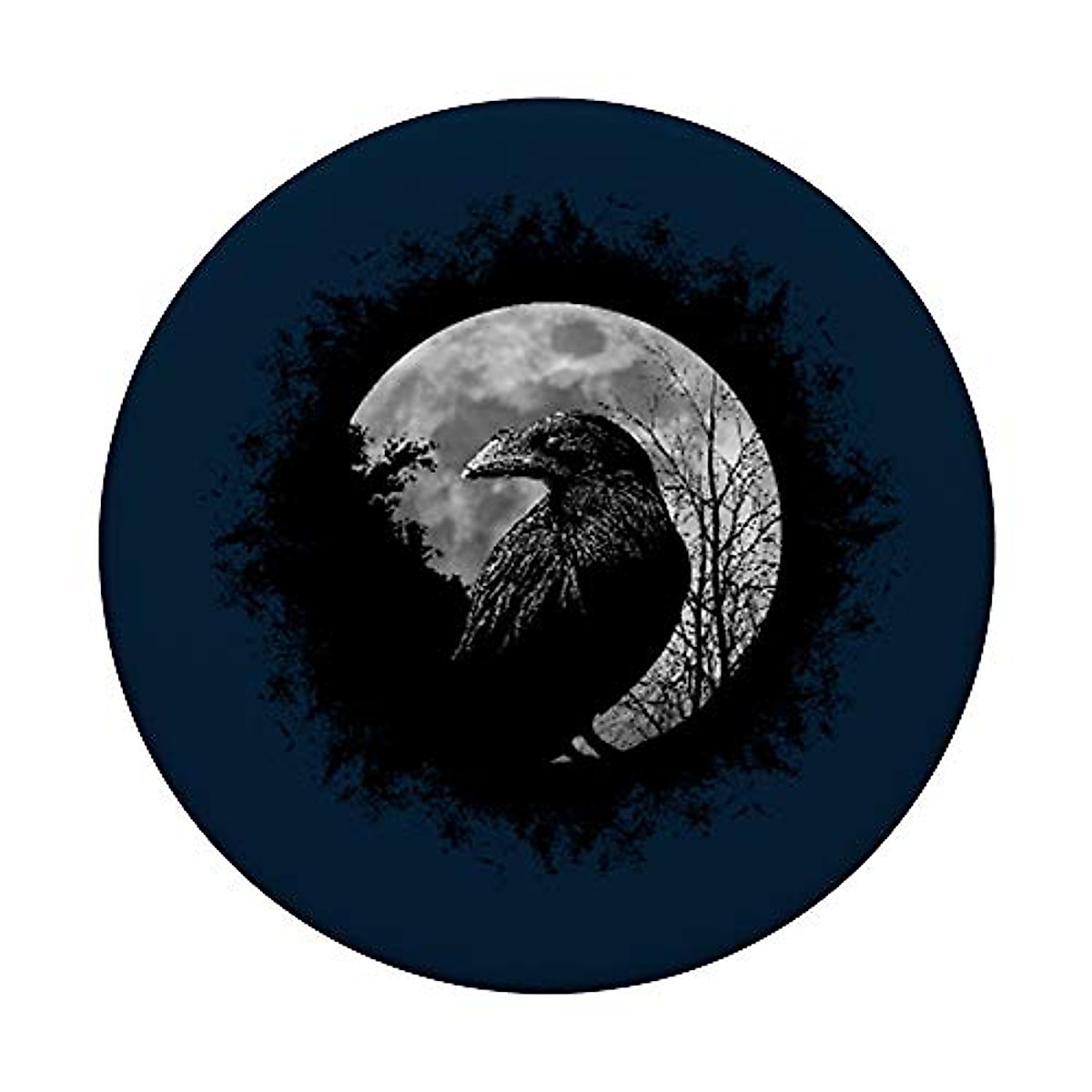 Mystic Black Crow Artwork Full Moon Raven PopSockets PopGrip: Swappable Grip for Phones & Tablets