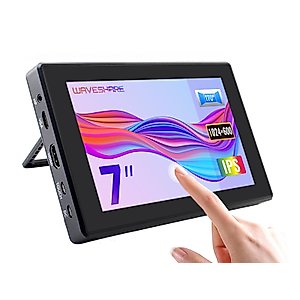 [Latest Version] Waveshare 7inch Capacitive Touch Screen LCD Monitor for Raspberry Pi 5 RPi 400 4 3 Model B Compatible with All Versions of Raspberry Pi Windows with HDMI/VGA Port with Case