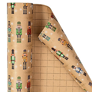 RUSPEPA Christmas Wrapping Paper, Jumbo Roll Kraft Paper - Nussknacker Solider Design for Holiday Gift Wrap - 30 Inches x 100 Feet