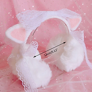 kaixinbukaixin Ear Muffs Cat Ear White Strawberry Black Lolita Cute Ear Muffs Winter Ear Warmers Faux Fur Outdoor Ear Covers,White Strawberry