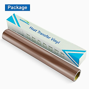 KISSWILL HTV Heat Transfer Vinyl, 12 Inch by 6 Feet PU HTV Vinyl Rolls for Silhouette Cameo or Other Brand Cutting Machine (Brown)