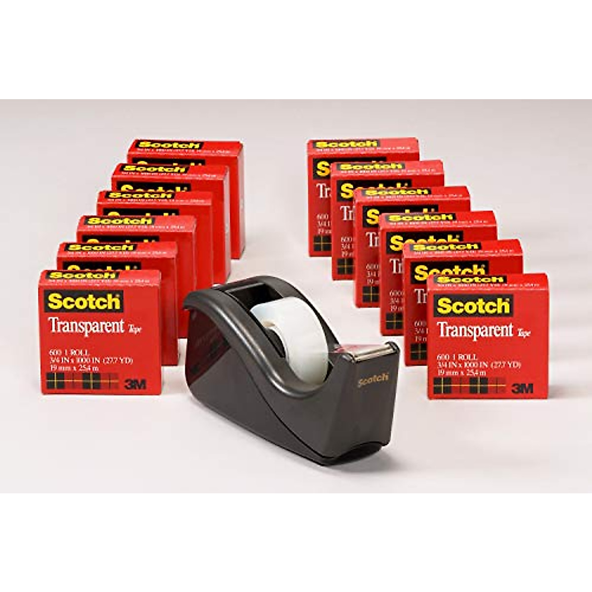 Scotch Transparent Tape with C60 Desktop Dispenser, Versatile, Cuts Cleanly, Engineered for Office and Home Use, 3/4 x 1000 Inches, Boxed, 12 Rolls, 1 Dispenser (600K-C60)