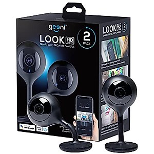 Geeni Look Indoor Smart Security Camera, 1080p HD Surveillance with 2-Way Talk and Motion Sensor, Works with Alexa and Google Home, No Hub Required, Black (2 Pack)