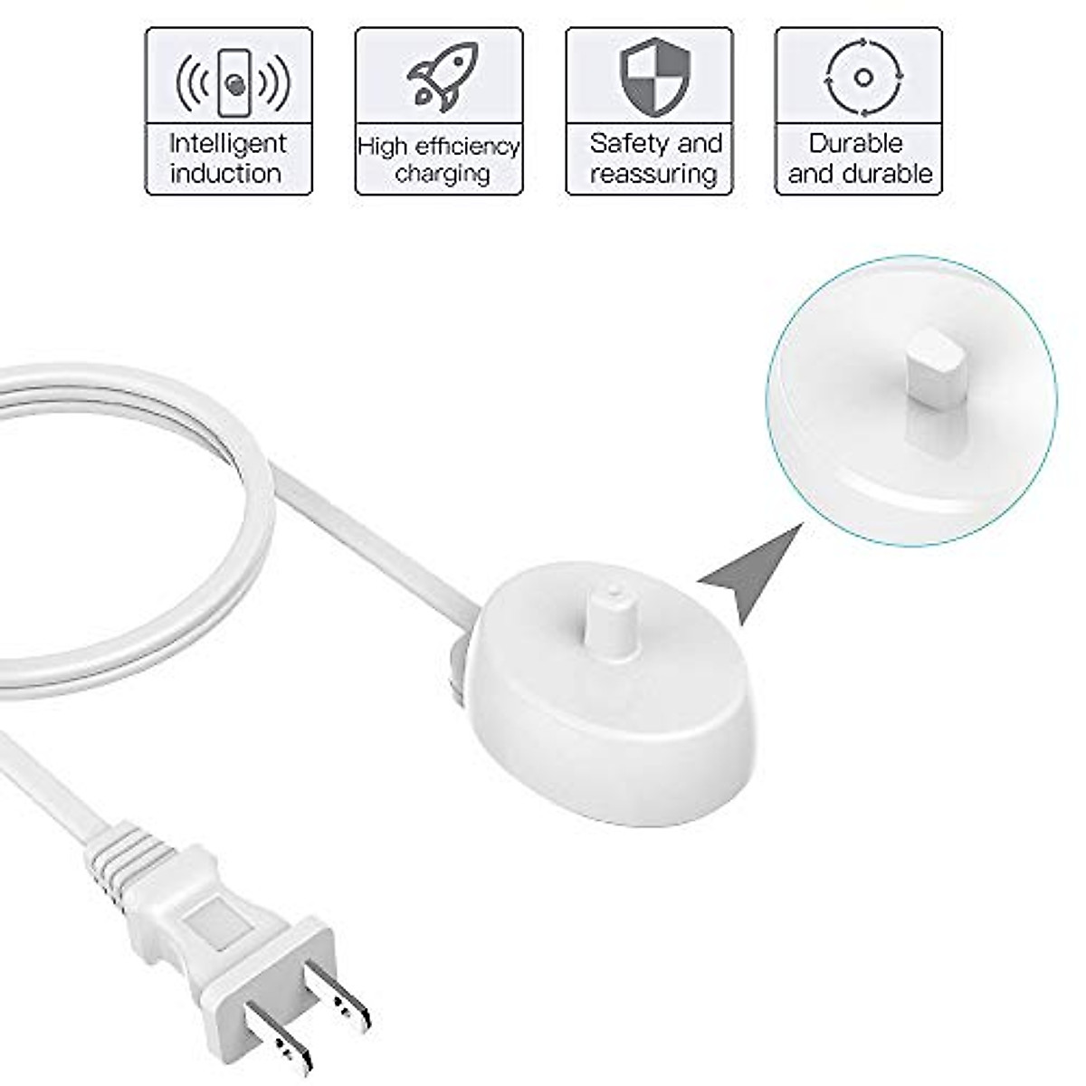 for Oral B Electric Toothbrush Replacement Charger Power Cord Supply Inductive Charging Base Model 3757 Portable Environmental ABS for Travel