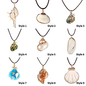 FM FM42 Natural Seashell Shell Scallop Conch Pendant Necklace (Style 1)