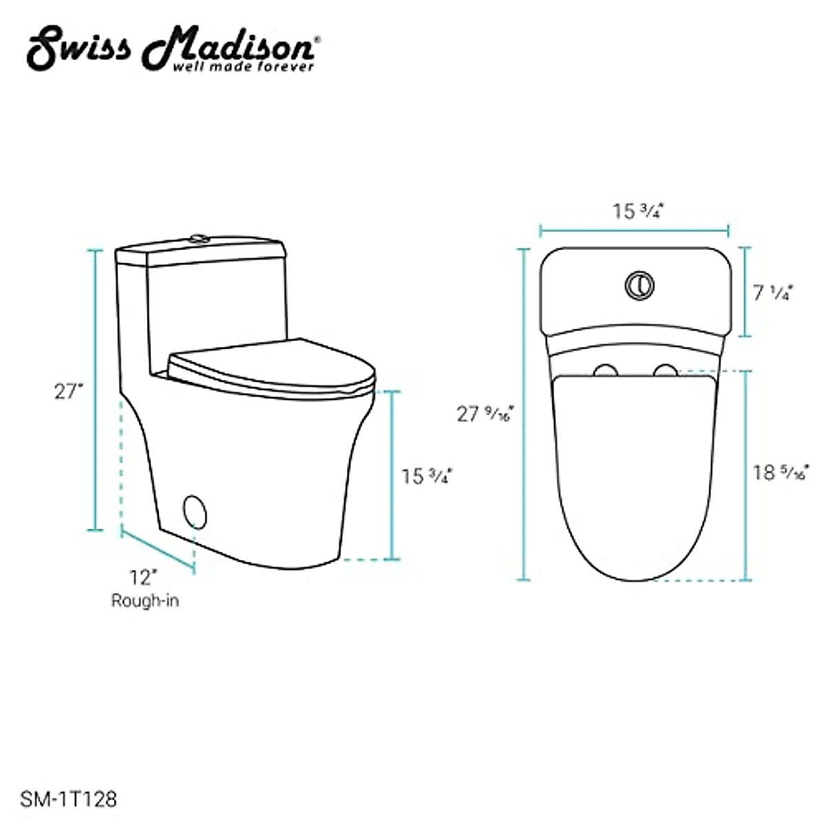 Swiss Madison SM-1T128 Bastille One Piece Elongated Dual Flush Toilet