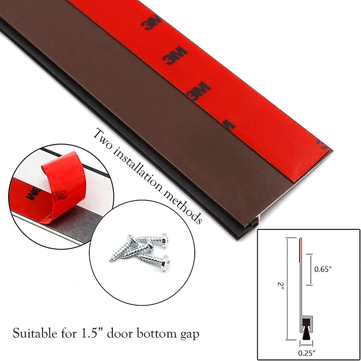 BAINING Metal Door Draft Stopper, 36 Inch Under Door Sweep Bottom Blocker with Rubber Seal Strip, Aluminum Sweeps for Home Doors Rodent Proof, Brown