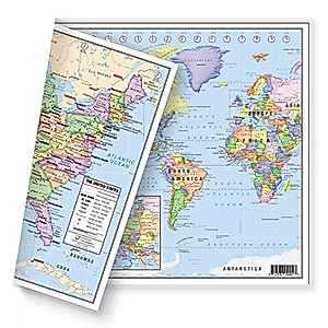 United States (USA) and Americas-Centered World Desk Map (13" x 18"), 2-Sided, Laminated by Lighthouse Geographics