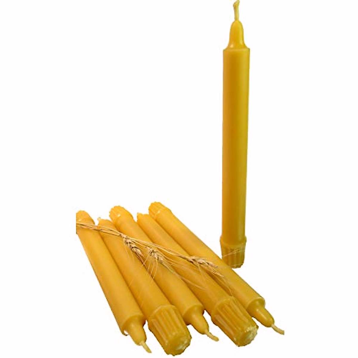 BCandle 100% Beeswax Colonial Taper Candles Organic Hand Made - 8 Inch Tall, 7/8 Inch Diameter; (6)