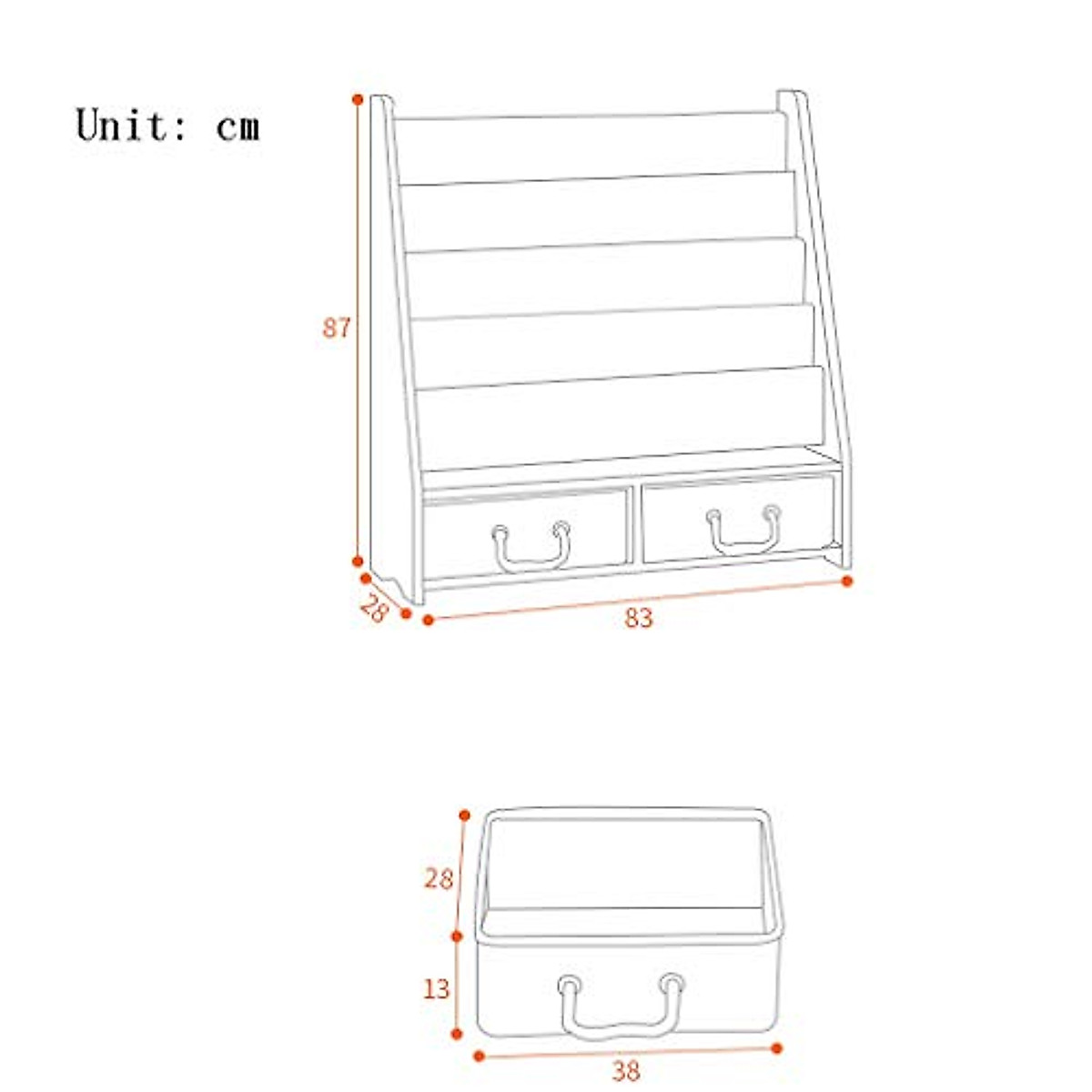 Multilayer Magazine Rack Newspaper Holder Book Shelf Storage Rack with Box Freestanding Display Rack Materials Robust 83X28X87CM MUMUJIN (Color : B)