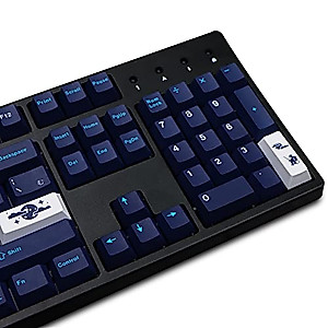 MOLGRIA Blue Hell Keycaps, PBT Keycaps 129 Set for Gaming Keyboard, Cherry Profile Dye Sublimation Custom Keycaps with Japanese Font for Gateron Kailh Cherry MX 104/87/74/61 60 Keyboard ANSI Layout