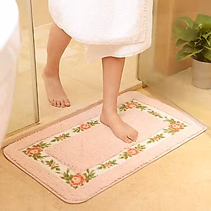 vctops Elegant Rose Flower Bathroom Rugs Bath Mat Door Mat Kitchen Welcome Mat Soft Non Slip Absorbent Rug Pink 24" X 39"