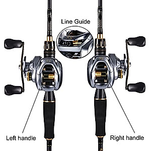 Sougayilang Baitcasting Reel, 17.64 LB Drag Powerful Baitcasters,11+1 Shielded Stainless-Steel Ball Bearings Baitcast Fishing Reels