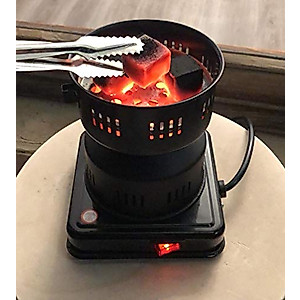 Gold Star* Electric Charcoal Fast Starter, Fire Burner Stove for Hookah, Shisha, Nargila, BBQ, Fire Starter, Coal Burn + Coco NARA Natural Coconut Shell Charcoal [ Heater & Charcoals Combo Pack ]