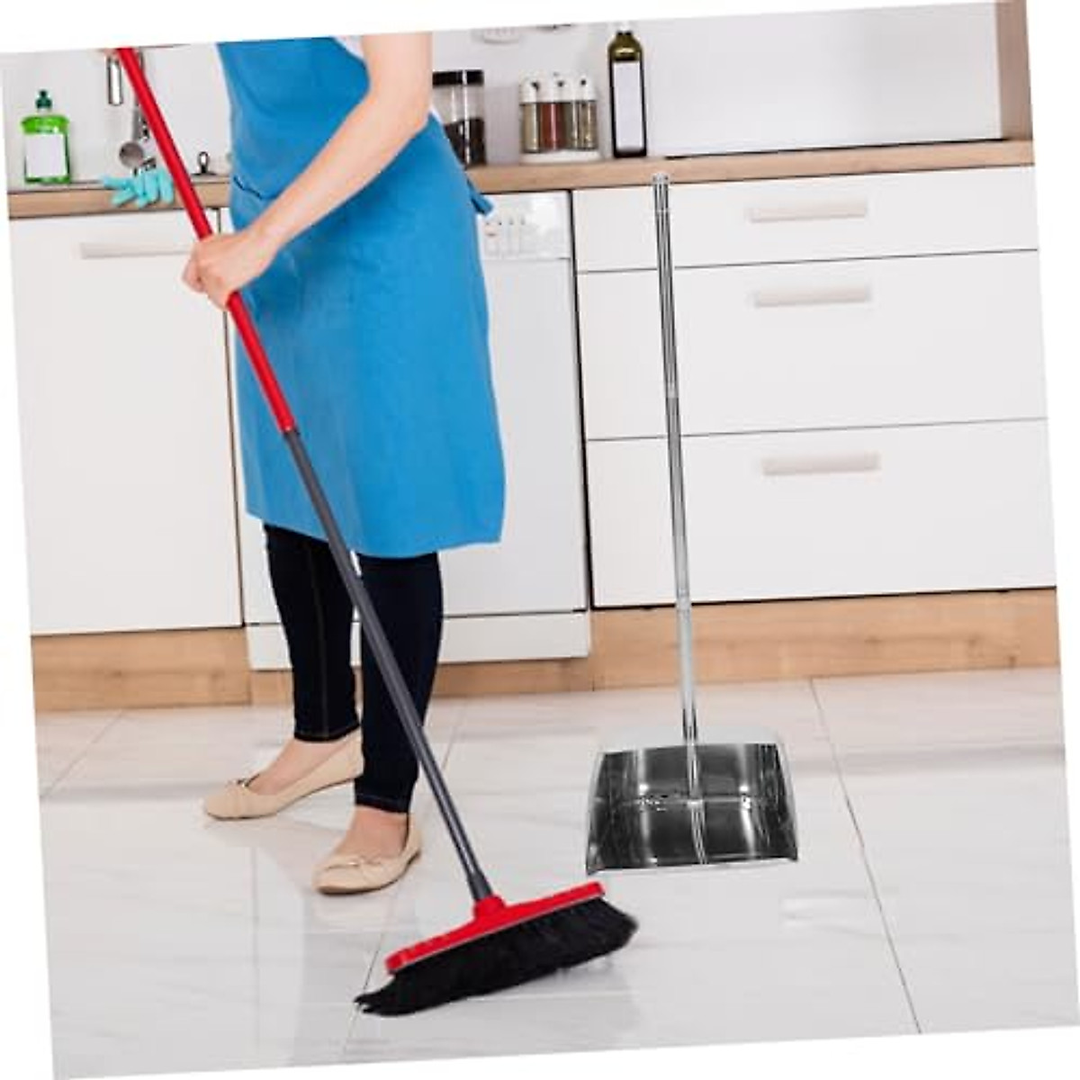 MERRYHAPY Stainless Steel Trash Shovel Standing Dustpan Garbage Dust Pans Longs Handle Dustpan Long Handle Dust Pan Litter Sweeping Broom Dustpan Industrial Dust Pan Rubbish Dustpan Silver