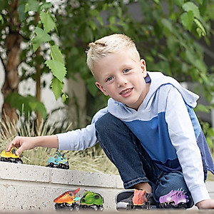 TOYLI 6 Pack Pull Back Dino Cars - Dinosaur Car Toys for Kids, Dinosaur Car, Pull Back Dinosaur Cars 6 Pack