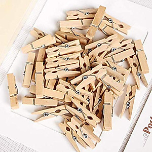 Aeyistry 50 Pcs Wooden Clothespins for Crafts, Natural Clothes Pins, Photo Picture Holder(1.4*0.28 inches)