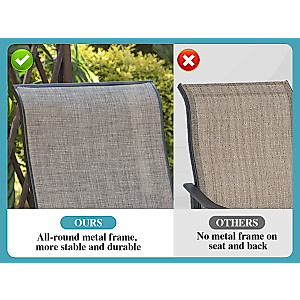 PHI VILLA Set of 2 Patio Swivel Dining Chairs, Outdoor, Metal with Textilene Mesh Fabric, Furniture with Armrest, Black Frame.