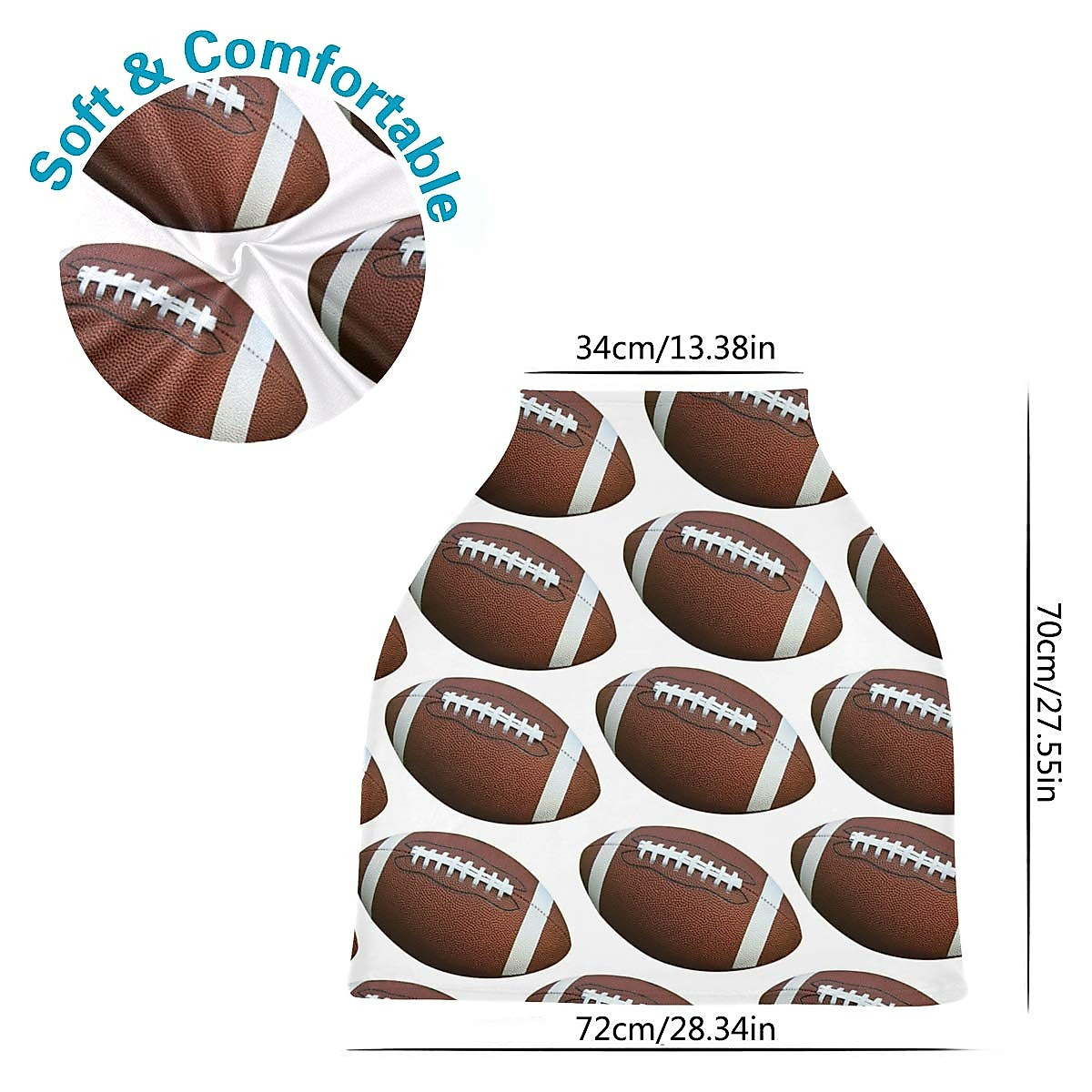 Carseat Canopy Babies Breastfeeding Cover - American Footballs Nursing Cover Scarf Breathable Baby Boy Stroller Cover Baby Shower Gifts for Girl&Boy