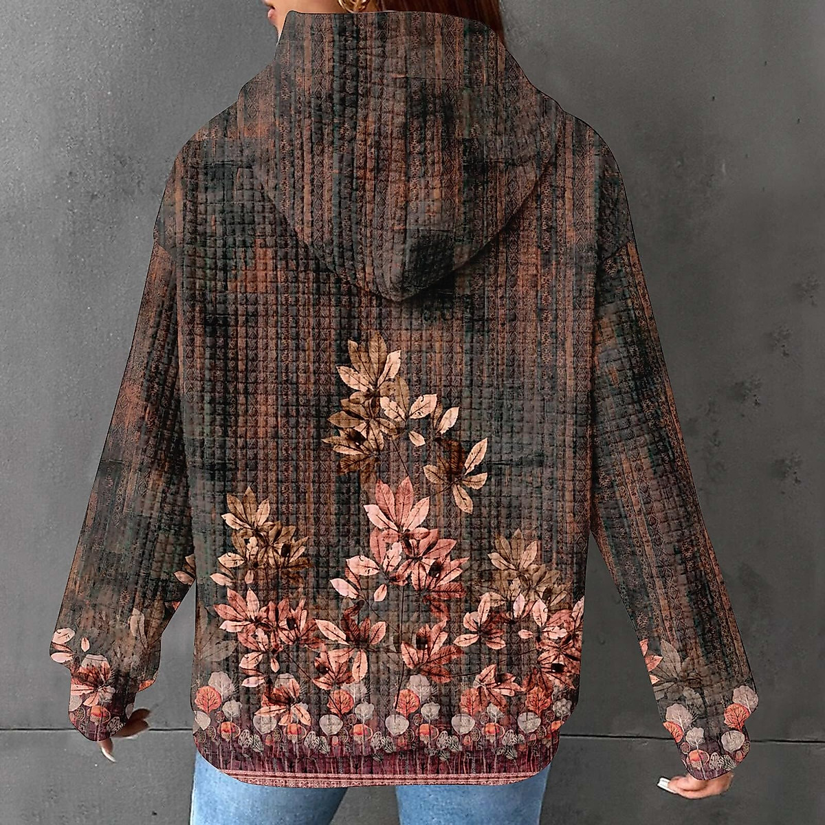 Womens Hoodies Long Sleeve Drawstring Shirt Waffle Solid Color Blouse Pumpkin Hoodie Waffle Hoodie Women Womens Thermal Tops Long Sleeve Sports Sweatshirts Oversized Fashion Tops with Pocket