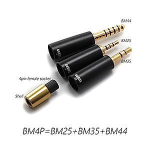Linsoul DDHIFI BM4P Headphone Cable Replacement Adapters Set BM25 BM35 BM44 Plugs with Aluminum Alloy Shell (Black)