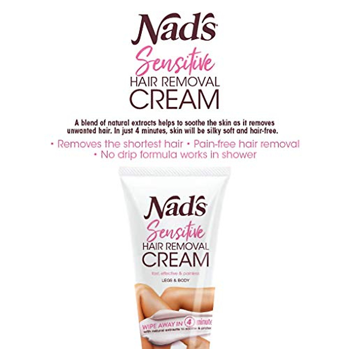 Nad's Hair Removal Cream - Gentle & Soothing Hair Removal For Women - Sensitive Depilatory Cream For Body & Legs, 5.1 Oz