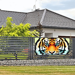 Little fat tiger head Printed Banners Personalized Party Banner Photo Text Background Banner Wall Banner for Halloween Party Home Decorations or Backdrops