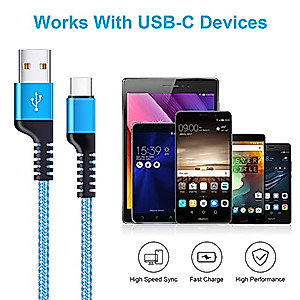 Type C Cable Fast Charging 2 Pack 3.3Ft USB A to USB C Cables Android Braided Power Cord for Samsung Galaxy A54 A72 A32 A13 A12 A02s M42 S23 S22 S21 Ultra 5G S20 FE S10e S9 S8 Plus Note 20 LG Wing K51
