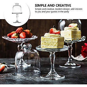 Mini Cake Stand Glass Mini Cupcake Display Plate with Dome Cover Pedestal Dessert Stand Holder for Wedding Birthday Party Supplies (Plain)