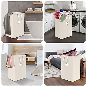 75L Large Laundry Hamper with Handles, Dirty Clothes Hamper for Bedroom Waterproof, Freestanding Tall Laundry Basket Waterproof, Hamper for Bedroom, Bathroom, Dorm, Toys Storage(Ivory）