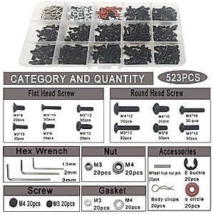 535PCS RC Screws Kit and RC Screwdrivers Hex Nut Socket Set,RC Repair Tool for Traxxas Axial Arrma HSP HPI Redcat Losi RC4WD 1/8 1/10 1/12 1/16 RC Car Truck Crawler (Red)