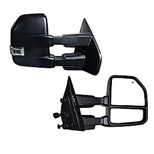 AERDM New Pair towing mirror Set fit 2004 05 06 07 08 09 10 11 12 13 2014 F150 Pickup Truck Black Housing side Mirrors with Power Heated, Blind Spot mirror with Turn Signal, Puddle and Auxiliary Lamp