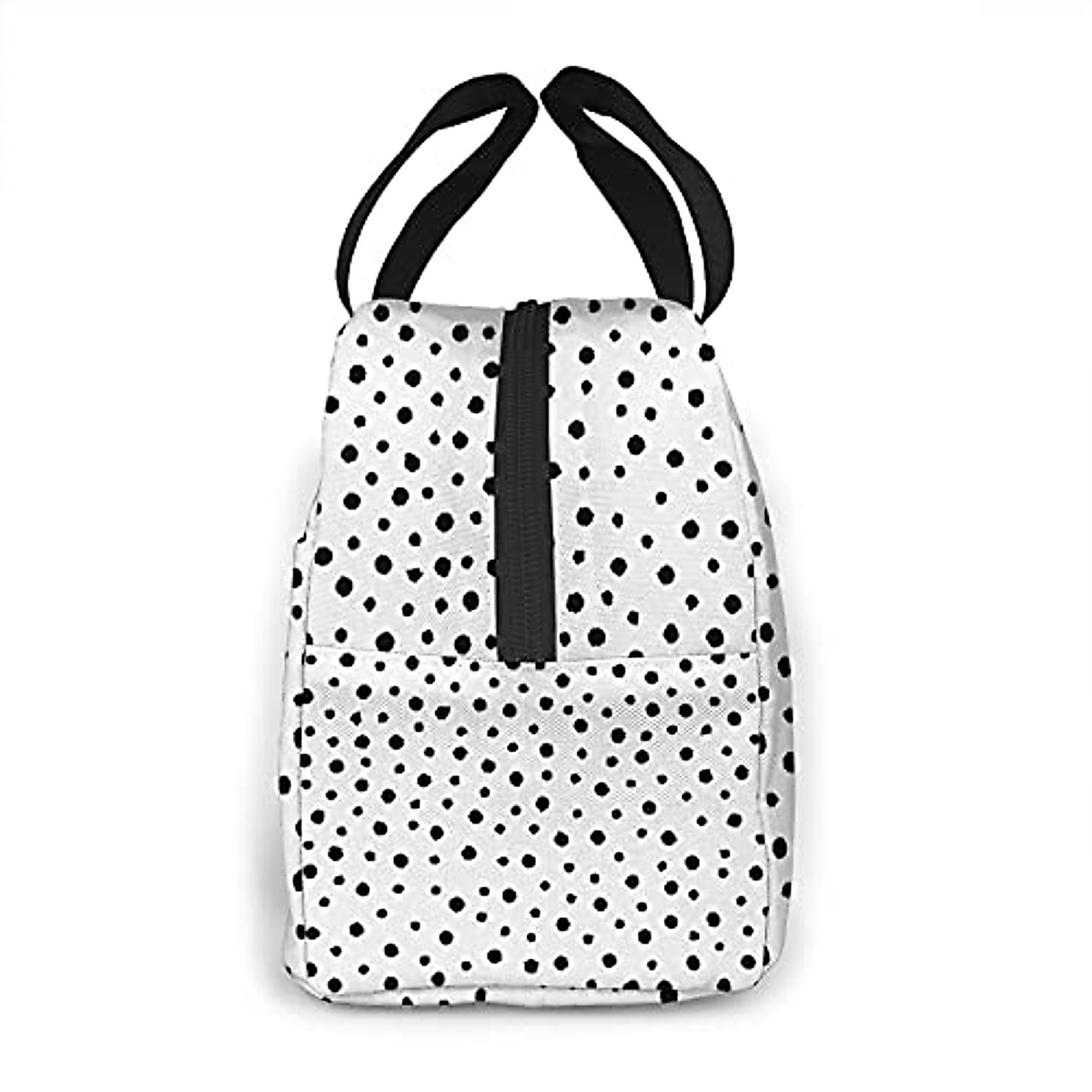 Huatansy Black Dots Lunch Bags Insulated Lunch Box Cooler Bag Unisex For Work School Travel Picnic Outdoor