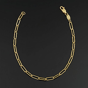 Solid 14k Yellow Gold Filled Paperclip Chain Bracelet for Women (3.1 mm, 7.5 inch)