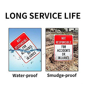 Enjoyist Not Responsible for Accidents or Injuries Sign，Enter at Your Own Risk Sign - 10"x 14" - .040 Aluminum Reflective Sign Rust Free Aluminum-UV Protected and Weatherproof