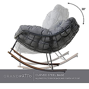 Grand patio Indoor & Outdoor, Royal Rocking Chair, Padded Cushion Rocker Recliner Chair Outdoor for Front Porch, Garden, Patio, Backyard, Grey