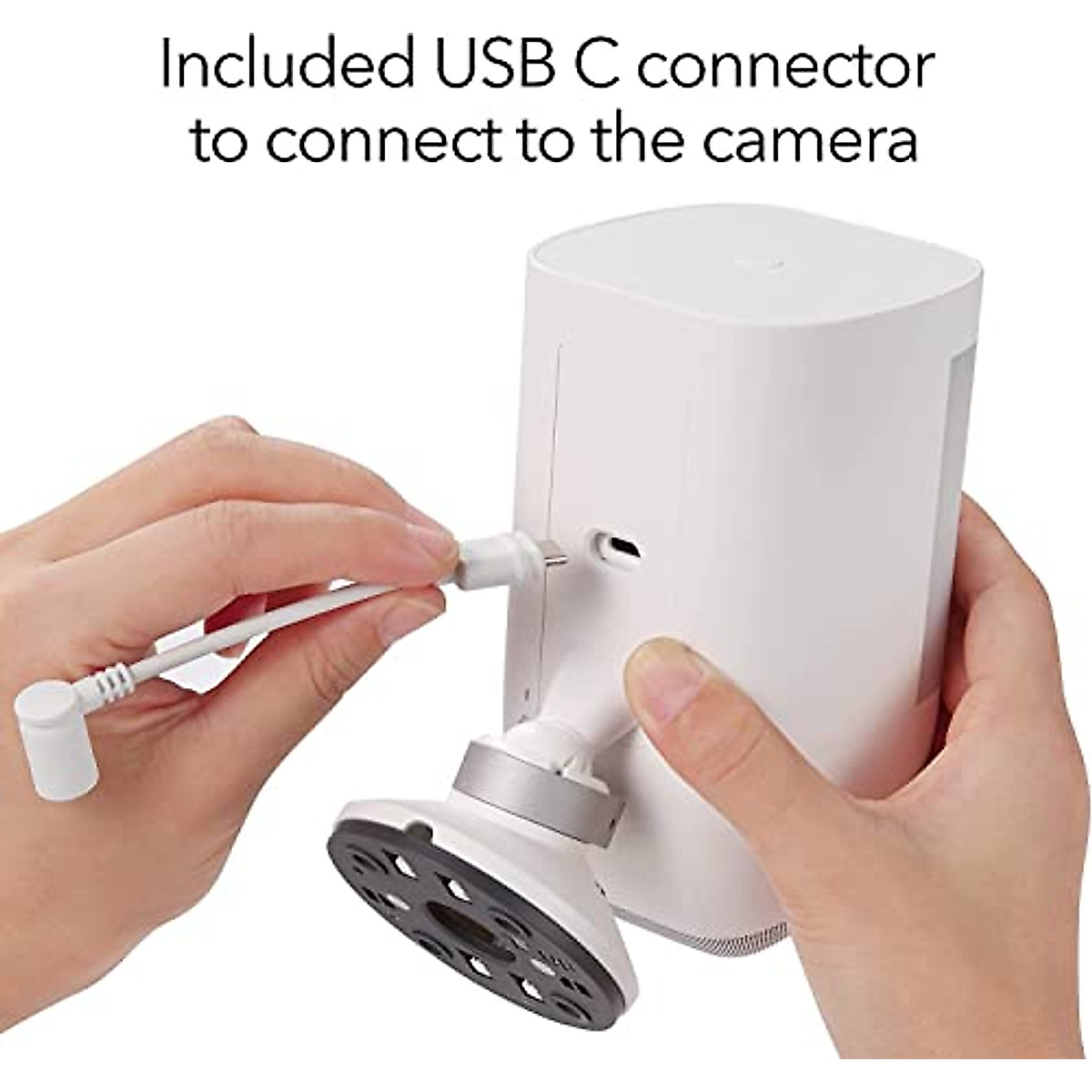 Wasserstein Solar Panel Compatible with Ring Spotlight Cam Plus/Pro/Battery, and Ring Stick Up Cam Battery - Includes Barrel Plug with USB C Adapter - 2W 5V Charging (2 Pack, White)