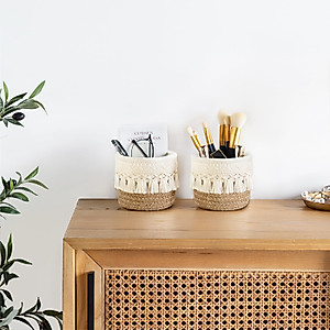 Mkono 4 Pcs Macrame Storage Baskets Boho Desk Accessories