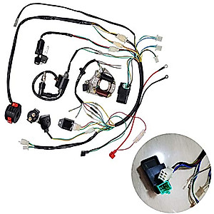 Complete Wiring Harness Kit ATV Wire Harness for Taotao Chinese 4 Wheeler 50cc 70cc 110cc 125cc Pit Quad Dirt Bike Parts with Electrics Stator Coil CDI Solenoid Relay by BOOTOP PIN