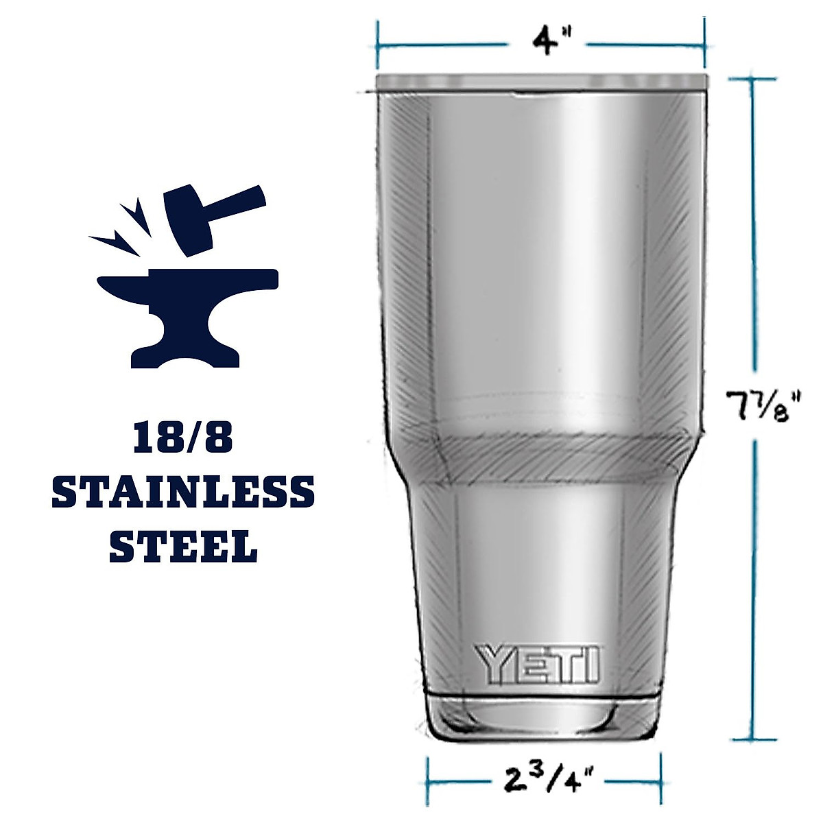 YETI Rambler 30 oz Tumbler, Stainless Steel, Vacuum Insulated with MagSlider Lid, Big Wave Blue