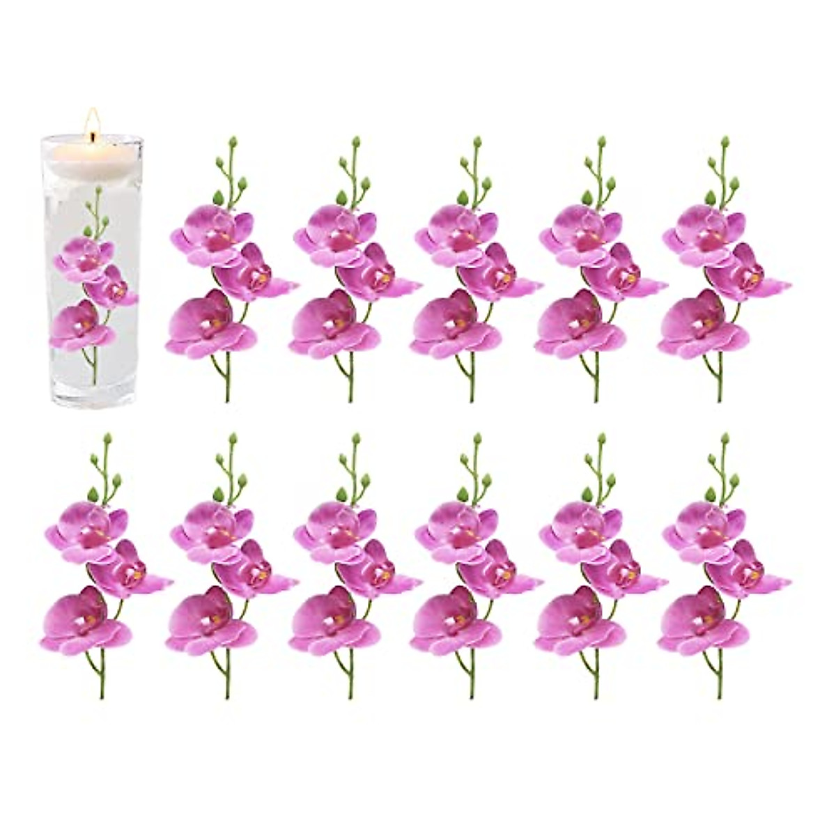 LARDUX12 PCS Artificial Flowers & 12 PCS Floating Candles