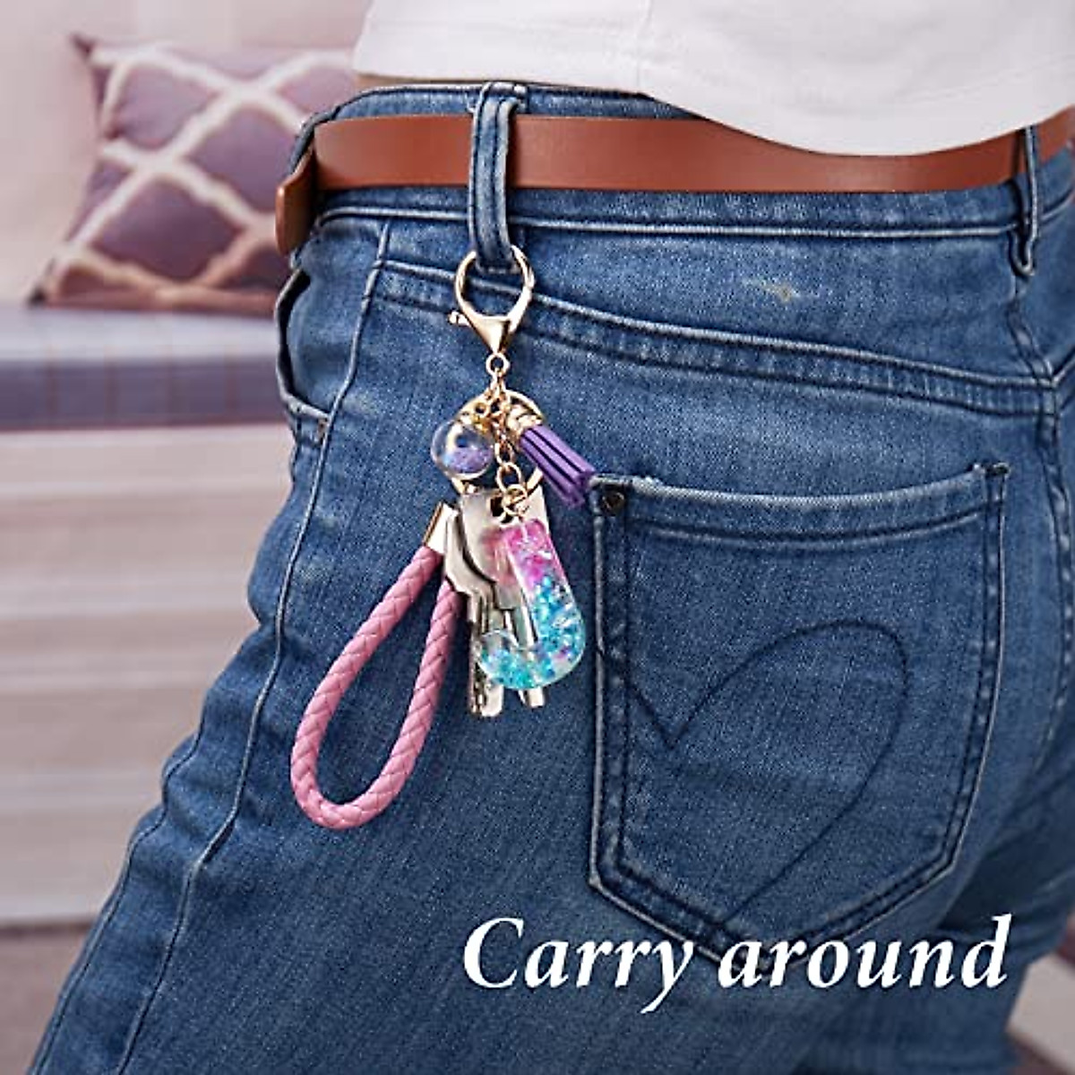 Wocide Initial Letter Keychain for Women Cute Keychains Aesthetic Girly Resin Alphabet Monogram Key Chain Charm for Car Keys Girls Kids Backpacks Purse Bag Charms for Handbags(Letter J)