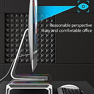 VASDEV Monitor Stand Riser for Desk, RGB Monitor Stand Riser, Computer RGB Monitor Stand Riser, RGB Gamin Computer Monitor Stand, RGB Gamin Computer Monitor Stand Riser with Drawer, Storage and Phone